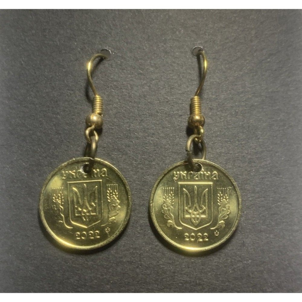 2022 Ukraine Ukrayina 10 Kopiyok Coin Earrings Tryzub… - Gem